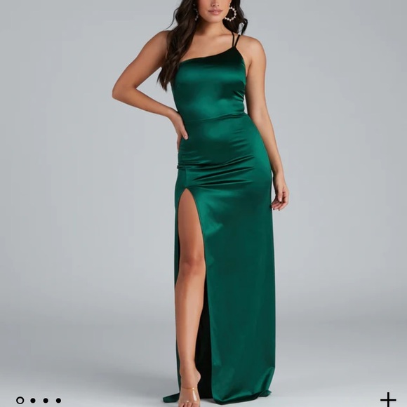 Windsor | Dresses | Rhiannon Oneshoulder Satin Long Dress | Poshmark